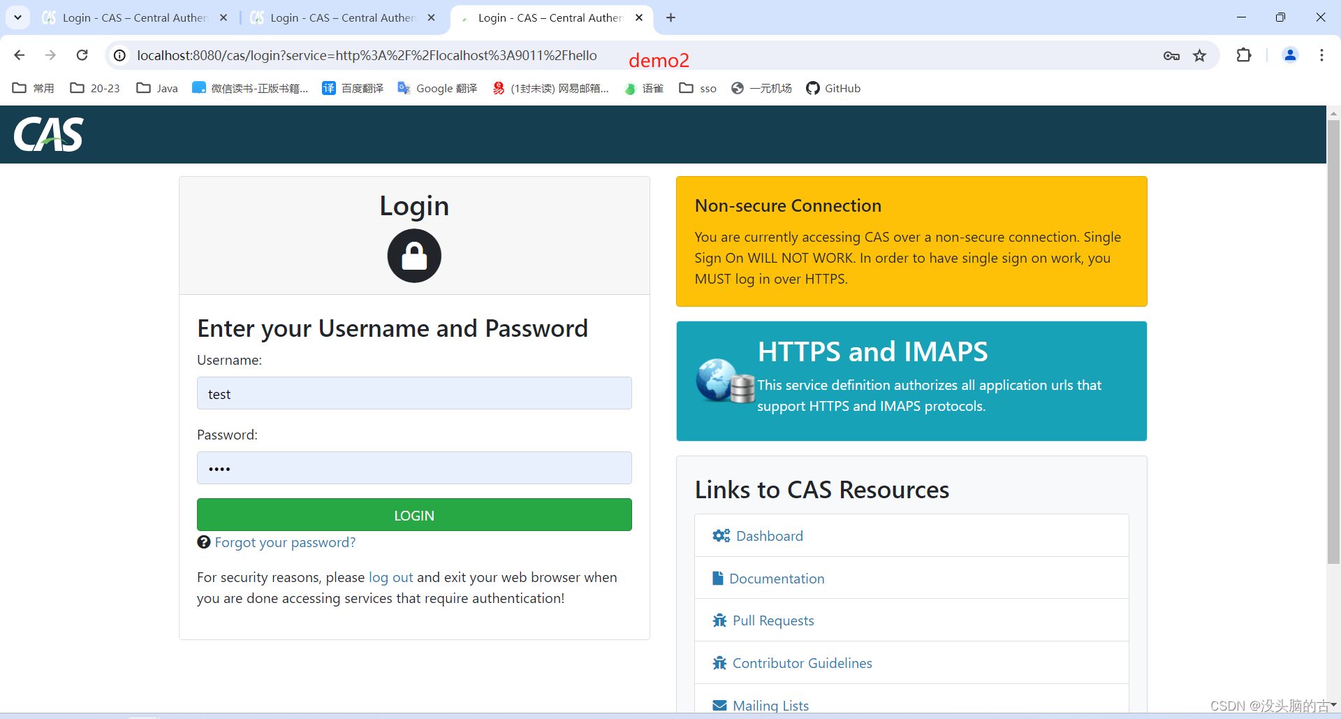 利用CAS实现SSO单点登录（简易版）_cas单点登录-CSDN博客