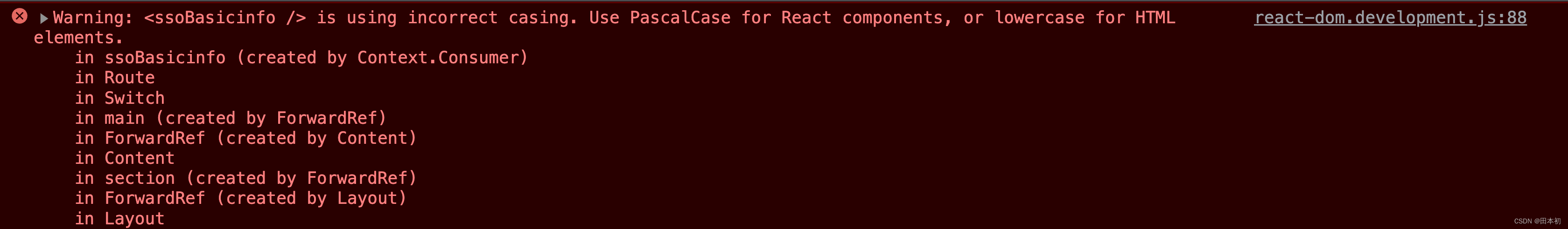 【报错】is using incorrect casing. Use PascalCase for React components, or lowercase for HTML ...