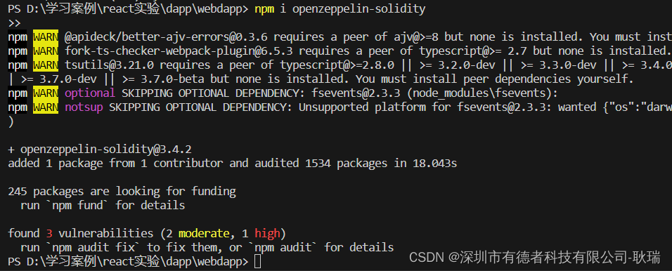 WEB3 创建React前端Dapp环境并整合solidity项目，融合项目结构便捷前端拿取合约 Abi_react web3开发入门-CSDN博客