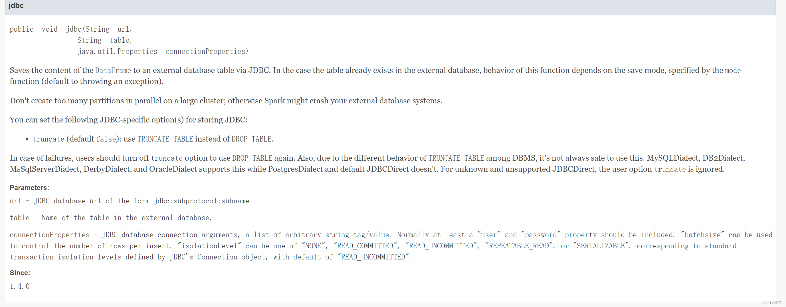 Spark jdbc mode=overwrite保留table原结构_spark overwrite 触发drop表-CSDN博客