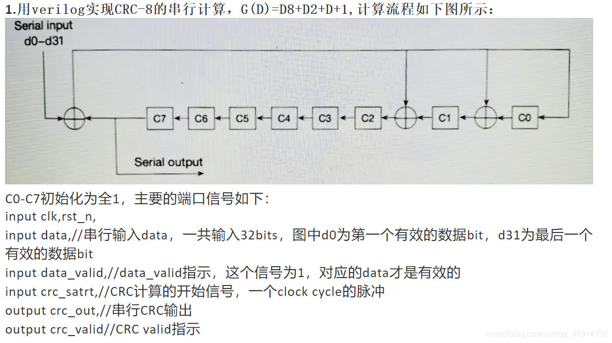 数字IC笔试题|verilog实现CRC-8的串行计算_crc8的verilog代码-CSDN博客