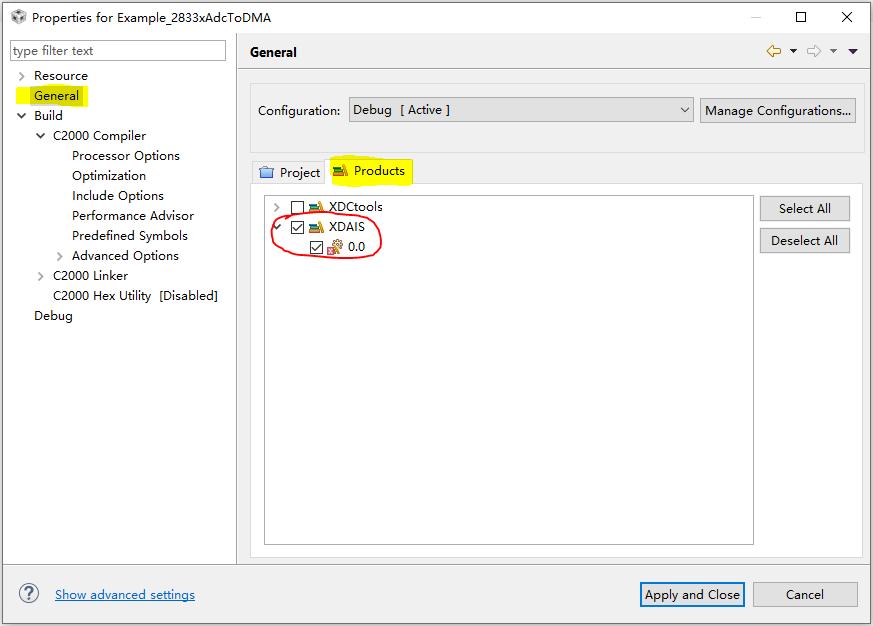 CCS导入例程问题 —— Product ‘XDAIS‘ v0.0 is not currently installed and no compatible version is ...
