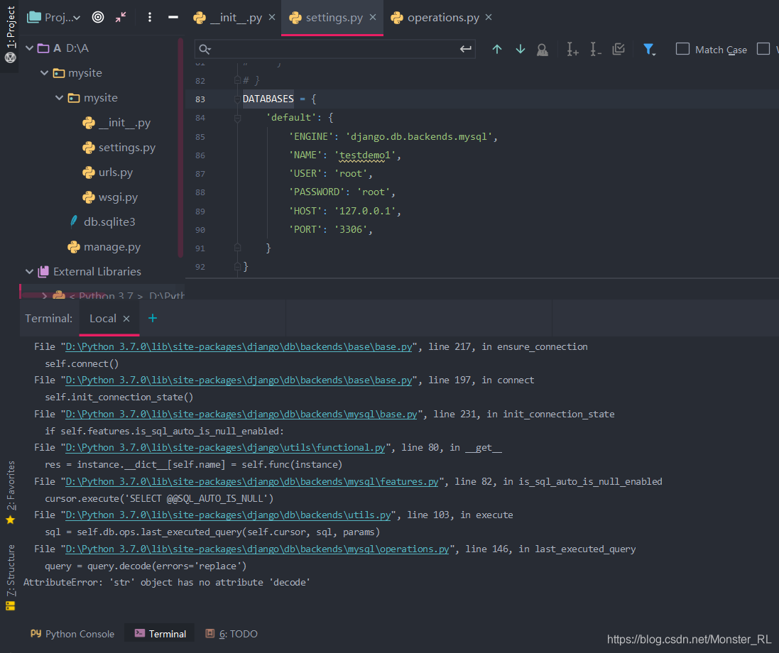 Django+MySQL+python报错：AttributeError: ‘str‘ object has no attribute ‘decode‘-CSDN博客