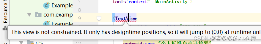 Android Studio报错：“This view is not constrained, it only has designtime positions，......”_this ...