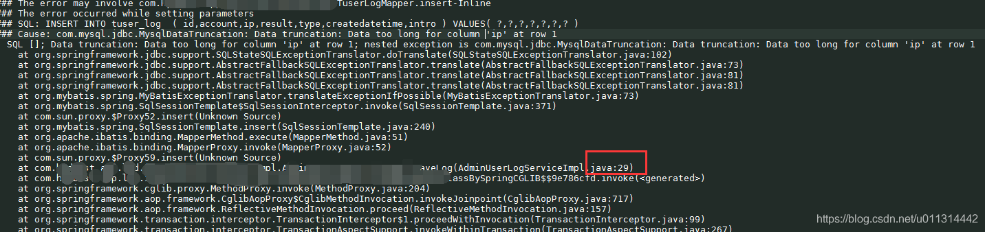 解决:commysqljdbcmysqldatatruncation Data Truncation Data Too Long For Column ‘ip‘ At Row 1 5126