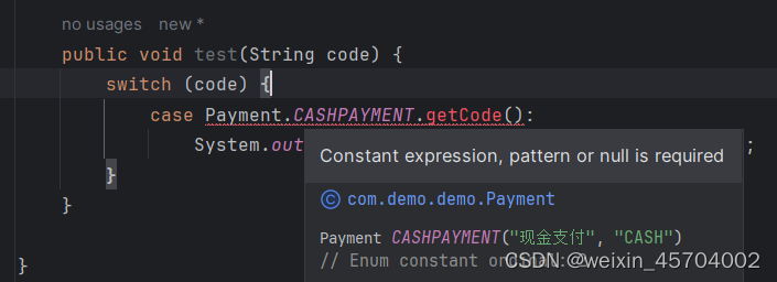 Java8在switch语句中使用枚举编译出错 Constant Expression Pattern Or Null Is Required ，以及如何在switch中使用枚举的方案 Csdn博客