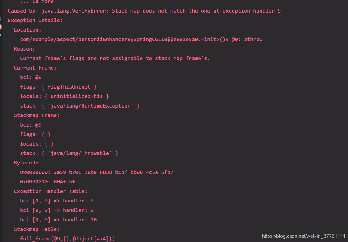 定位：java.lang.VerifyError: Stack map does not match the one at exception的莫名错误_instruction type ...