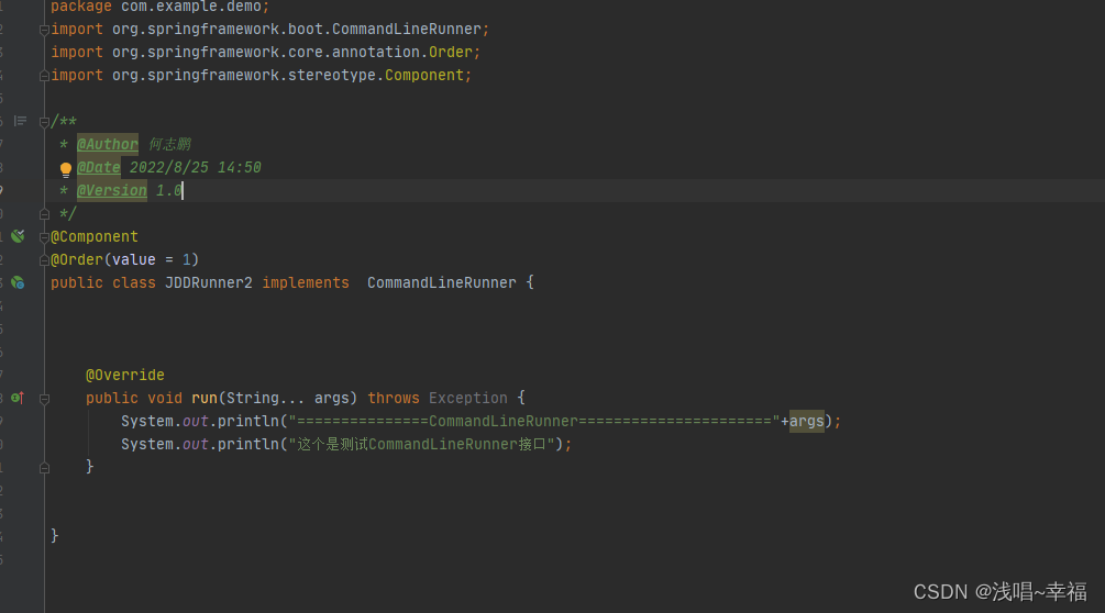 项目初始化时ApplicationRunner和CommandLineRunner的应用_commandlinerunner初始化的时候可以读到application的配置吗-CSDN博客