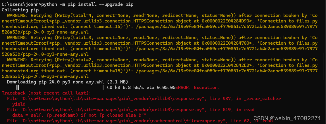 Pip Install Or Upgrade Timeout Issuepip Upgrade Timeout Csdn博客 0236