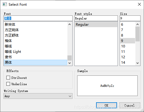 Qt 字体对话框 QFontDialog 获取字体_qfontdialog::getfont-CSDN博客