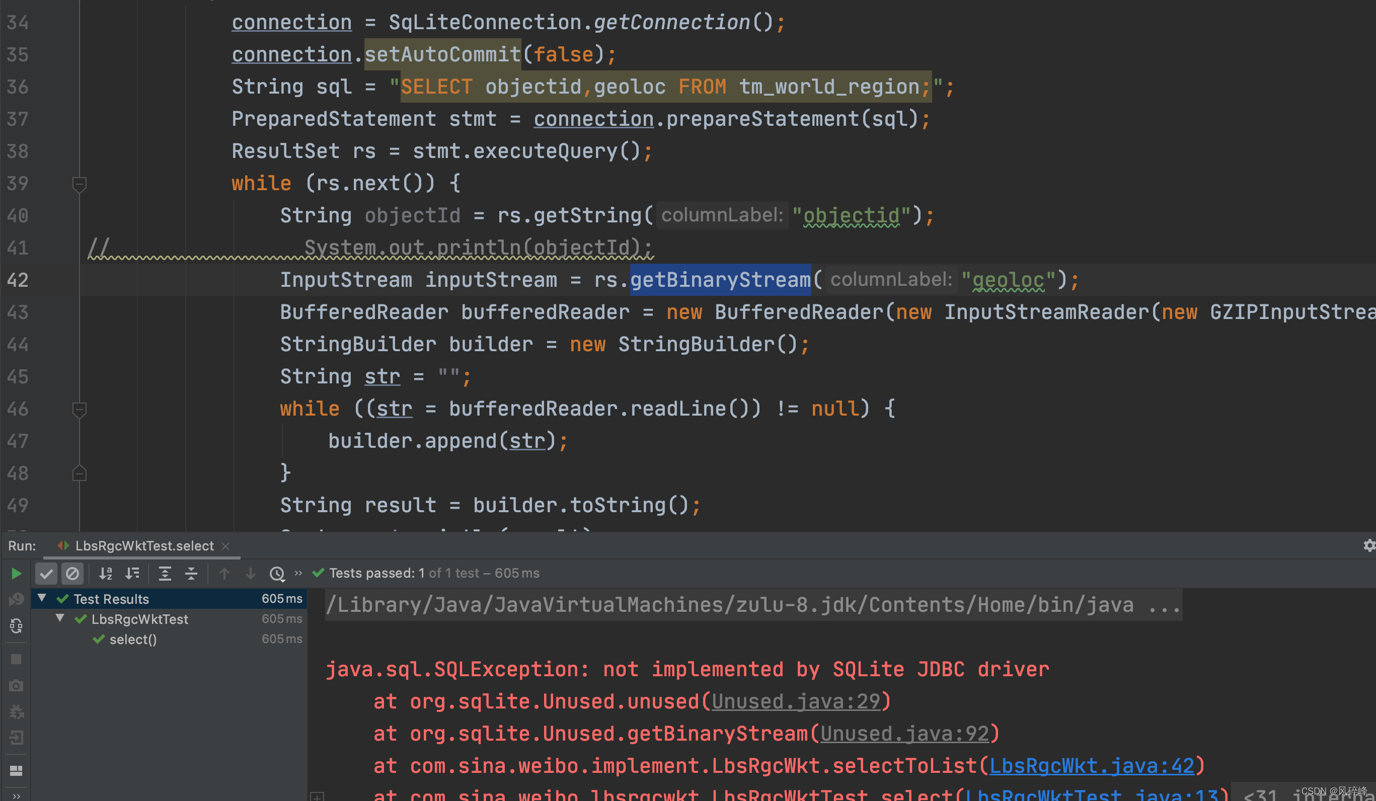 Java从sqlite库的表中读取blob类型数据，并使用geomfromtext（）函数将数据存入mysql表的wkt字段，类型为