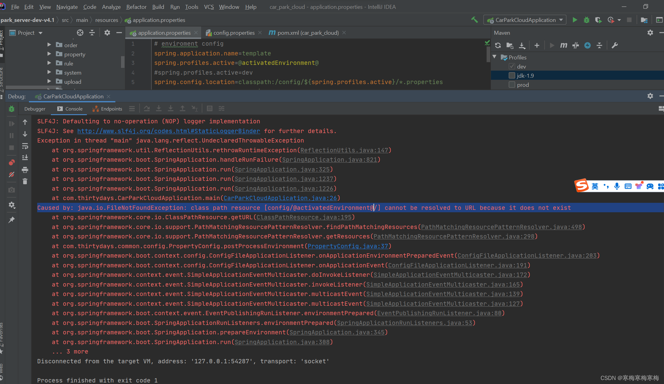 idea里面maven项目启动报错：Exception in thread “main“ java.lang.reflect.UndeclaredThrowableException ...