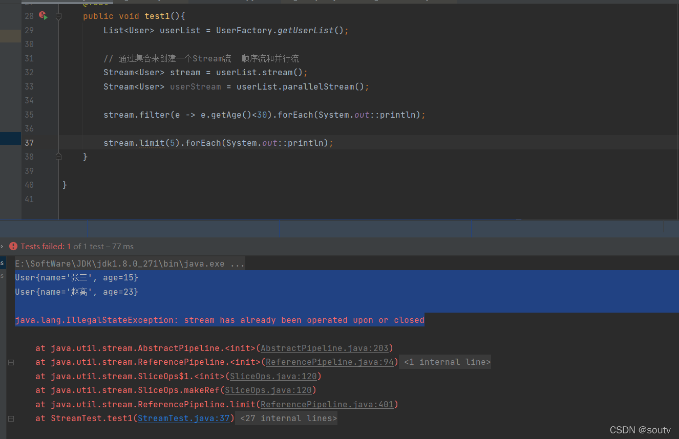 java.lang.IllegalStateException: stream has already been operated upon ...