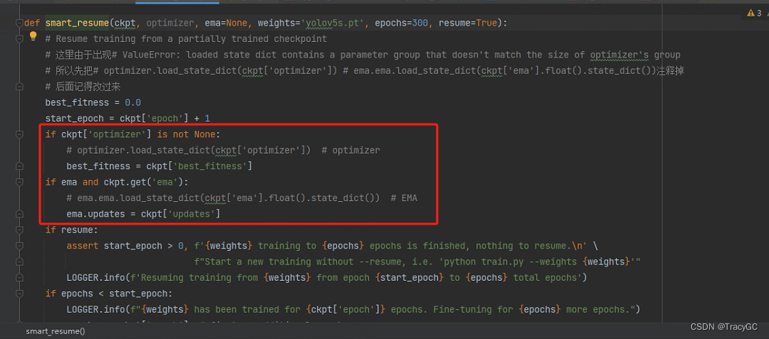ValueError: loaded state dict contains a parameter group that doesn‘t match the size of ...