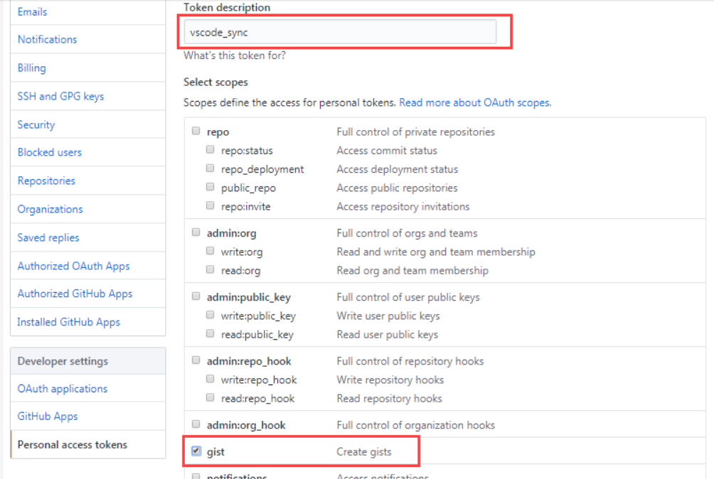 vscode同步插件 sync(配置gist Id和access token)_vscode设置访问token-CSDN博客