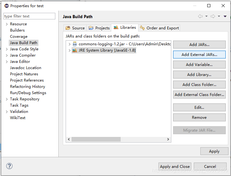 Eclipse中导入Apache Commons Logging的commons-logging-1.2.jar文件_commons-logging-api.1.2.jar-CSDN博客