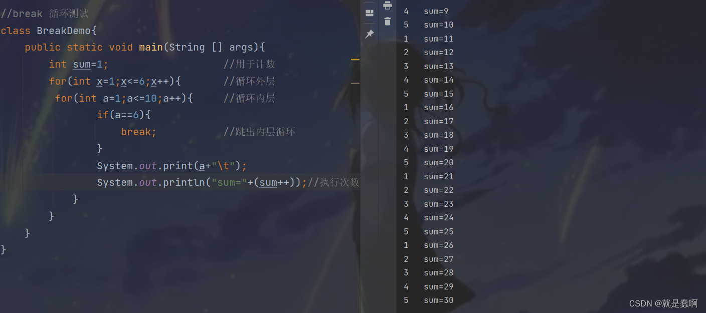 java——while，break，continue以及循环标记_java while break-CSDN博客