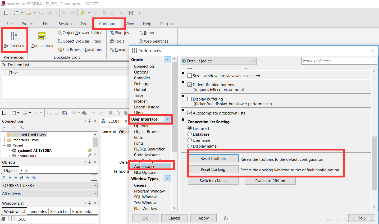 PL/SQL Developer恢复默认窗口布局（2019年V13.0.0最新版PL/SQL Developer）_plsql重置窗口布局 ...