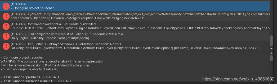 解决 unity The option setting ‘android.enableR8=false‘ is deprecated_warning: the option setting ...
