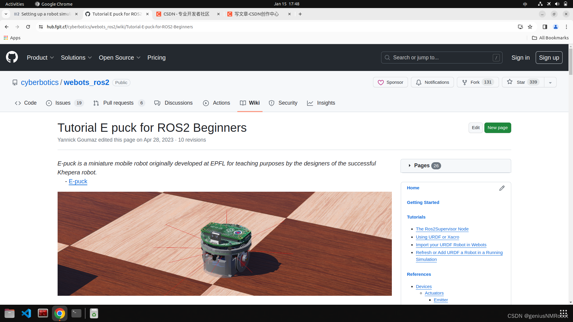 ros2的学习案例”Tutorial E puck for ROS2 Beginners“_ros2和epuck-CSDN博客