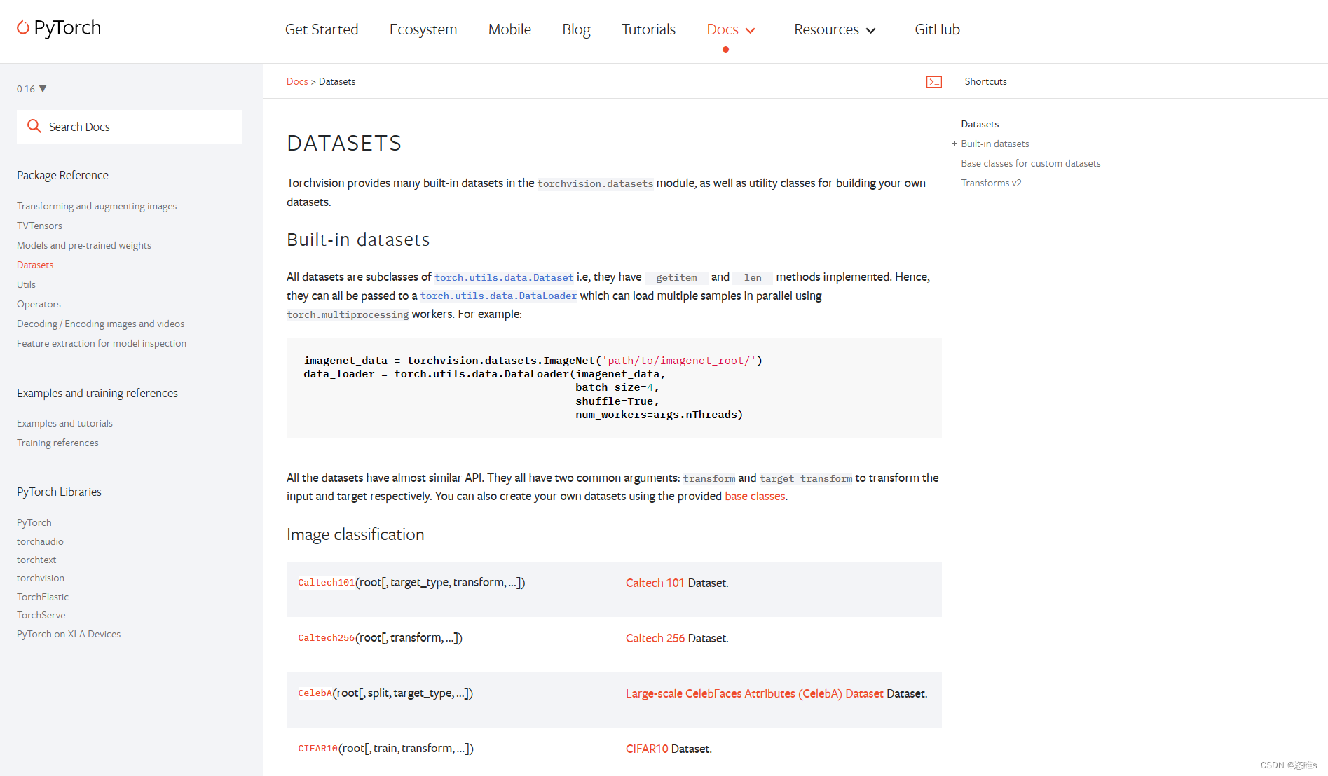 Pytorch入门教学——torchvision中数据集的使用torchvisiondatasets 数据集如何下载和使用 Csdn博客