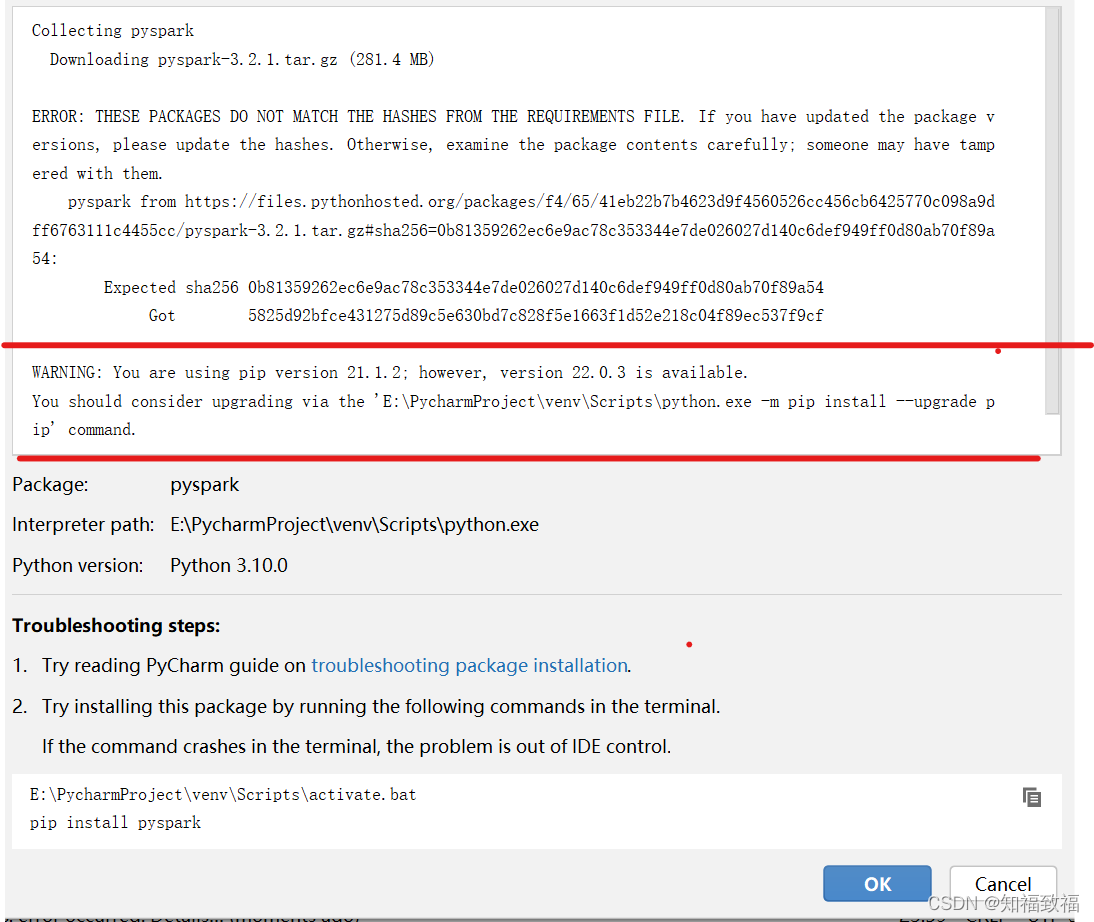 pycharm问题：安装pyspark失败（一）_pyspark下载失败-CSDN博客