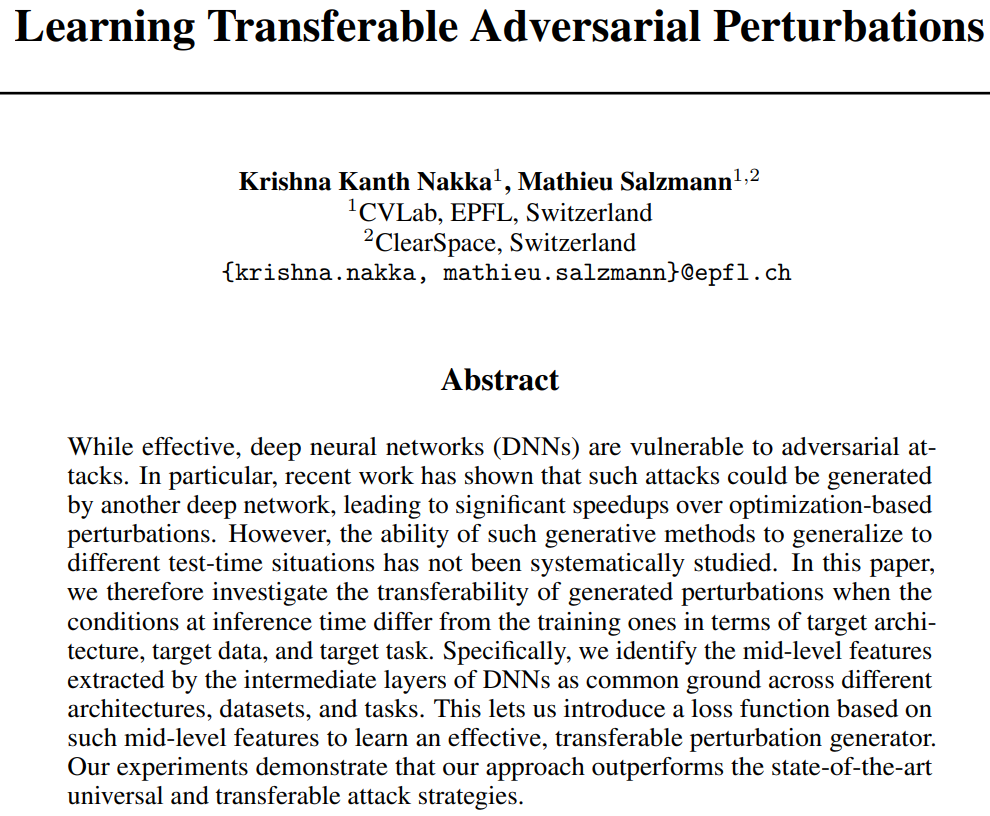Learning Transferable Adversarial Perturbations-CSDN博客