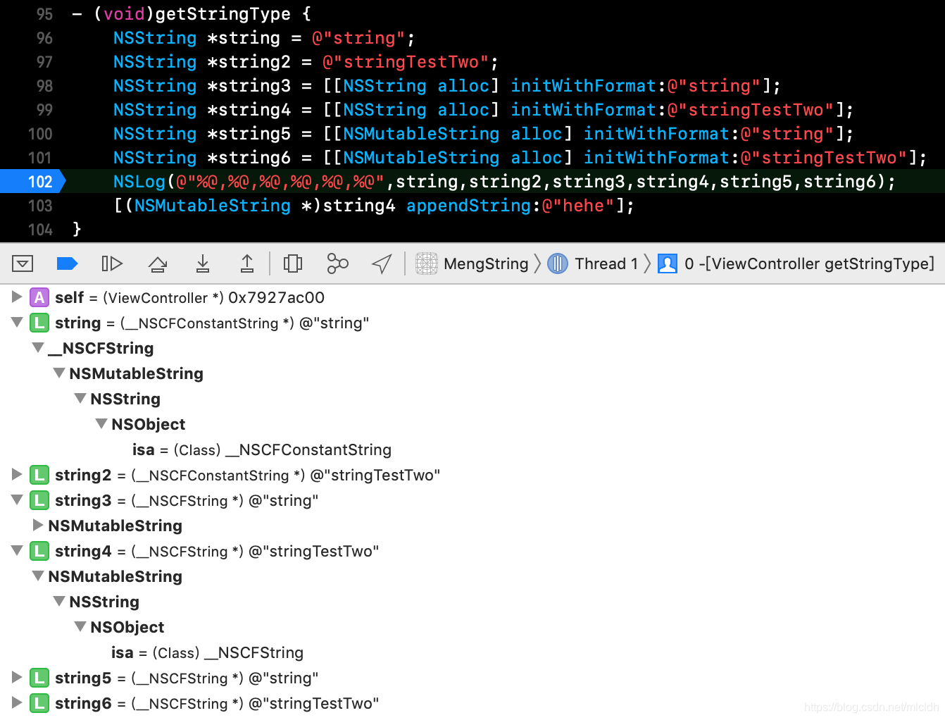 NSString、NSMutableString的内存地址类型-CSDN博客