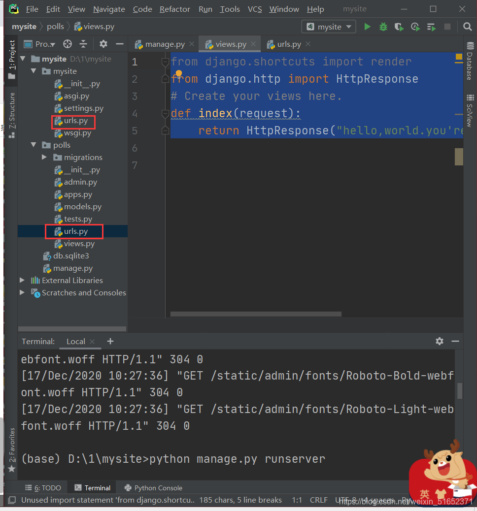 django 第一节 安装运行创建新项目_python manage.py startapp polls创建一个polls目录后,如何在pol-CSDN博客