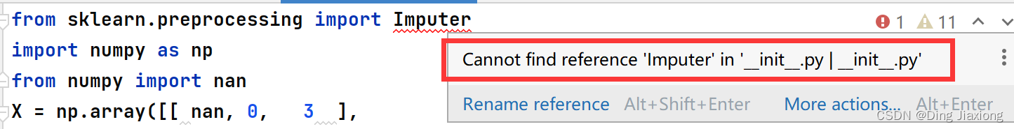 ImportError: cannot import name ‘Imputer‘ from ‘sklearn.preprocessing ...