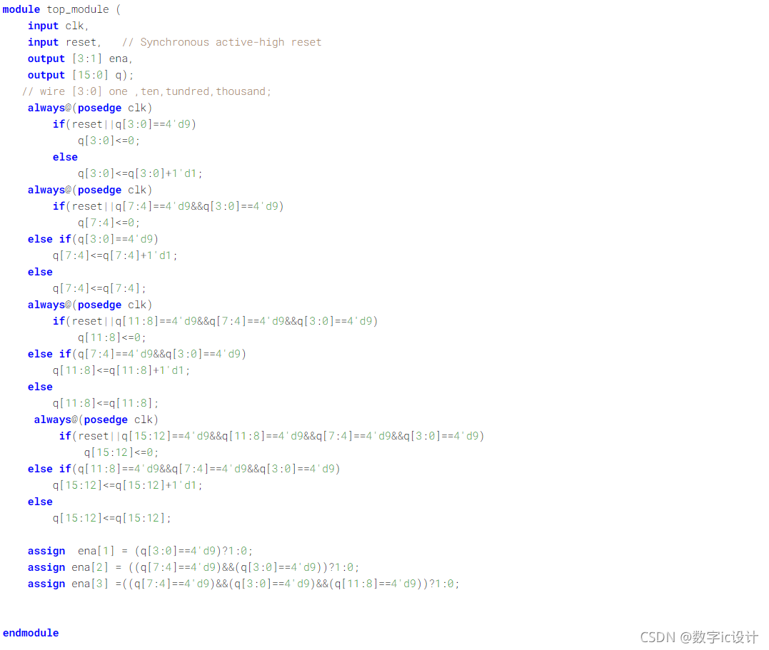 hdlbits 习题四位十进制计数器Countbcd例化版本答案参考_四位异步十进制减法计数器-CSDN博客