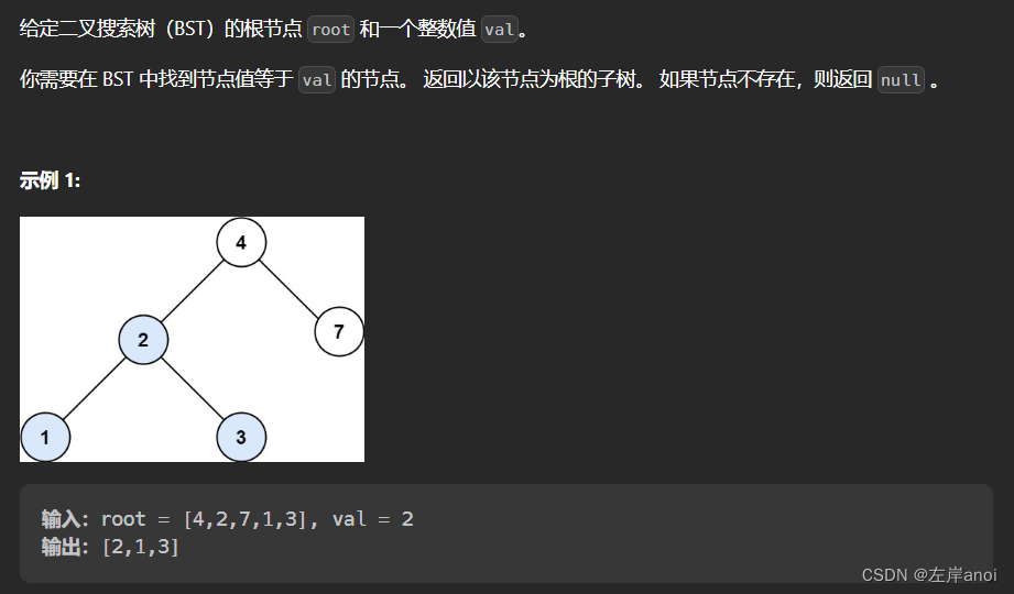 LeetCode 700. 二叉搜索树中的搜索 | C++语言版-CSDN博客