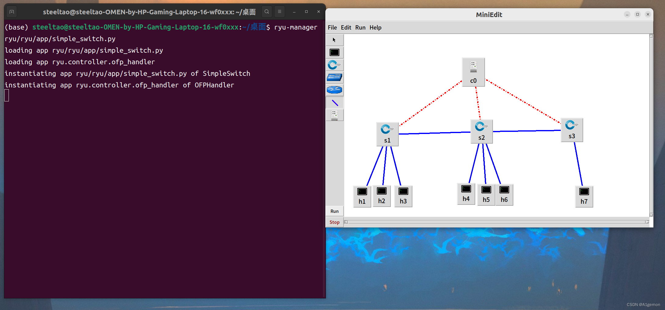 【SDN学习】熟悉Ryu与Mininet基本操作_mininet图形化界面-CSDN博客