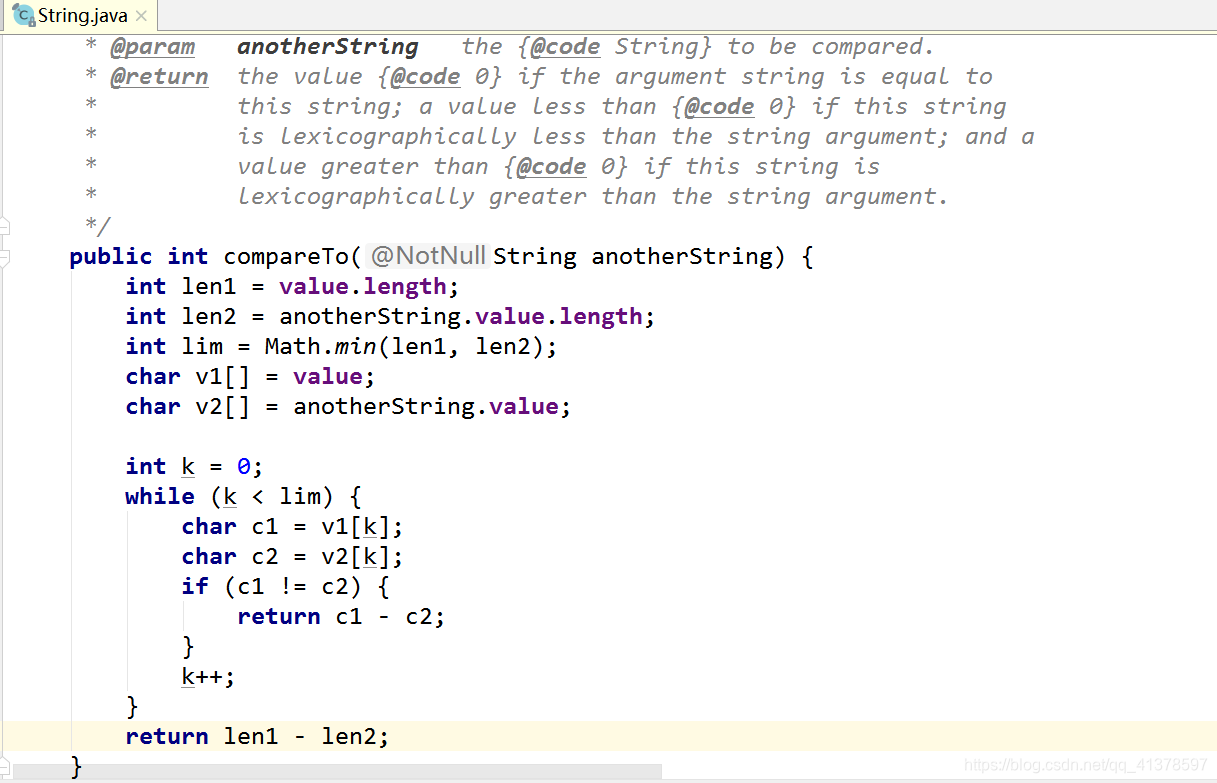 理解String的compareTo()方法_compareto方法返回值-CSDN博客