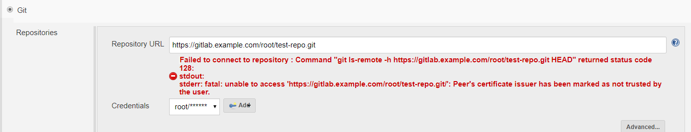 jenkins连接gitlab出现eturned status code 128:stdout: stderr: fatal: unable to accessPeer‘s ...