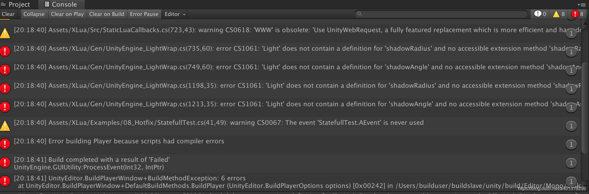 XLua系列讲解_发布工程出错_error cs1061: 'light' does not contain a definitio-CSDN博客