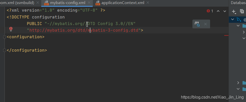 写mybatis配置文件出现了URI is not registered (Settings | Languages & Frameworks | Schemas and DTDs ...