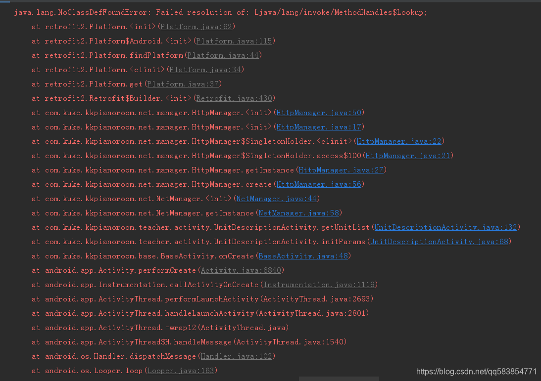 Retrofit 2.8.0在android 7.0中的bug Failed resolution of: Ljava/lang/invoke/MethodHandles$Lookup ...