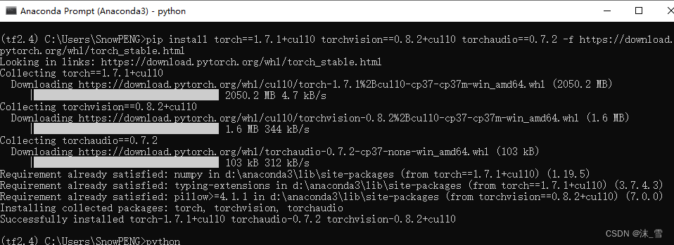 windows下安装pytorch1.7.1_torch1.7.1对应cuda版本-CSDN博客
