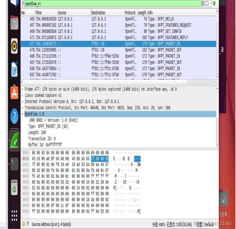 OpenFlow分析协议实践_wireshark flowmod-CSDN博客