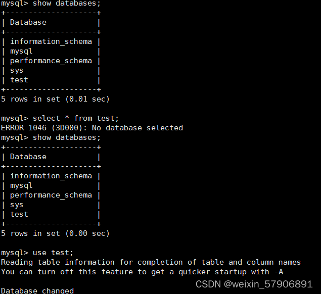 Linux下mysql查看已建好的表，出现no Database Selected解决方案linux Mysql No Database Selected Csdn博客