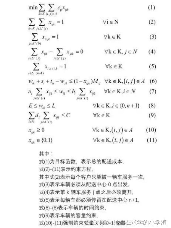 【VRPTW问题】数学模型与CPLEX求解_vrptw数学模型-CSDN博客
