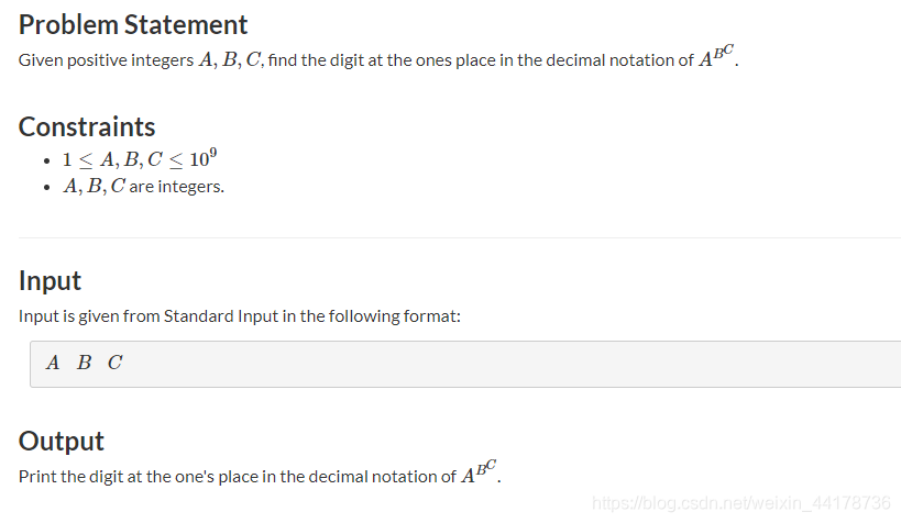 ARC113 B - A^B^C（欧拉降幂）_[arc113b] a^b^c-CSDN博客