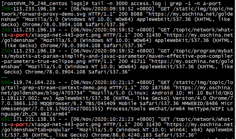 使用 tail 结合 grep 查找日志关键字并高亮及显示所在行上下文_tail grep-CSDN博客