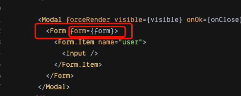 Instance created by `useForm` is not connected to any Form element. Forget to pass `form` prop ...