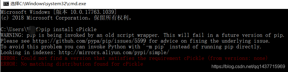 ERROR: Could not find a version that satisfies the requirement cPickle (from versions: none)-CSDN博客
