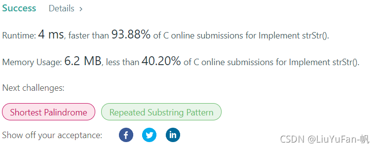 【Leetcode】C语言 28. Implement strStr()_c++ leetcode28 implement strstr().-CSDN博客