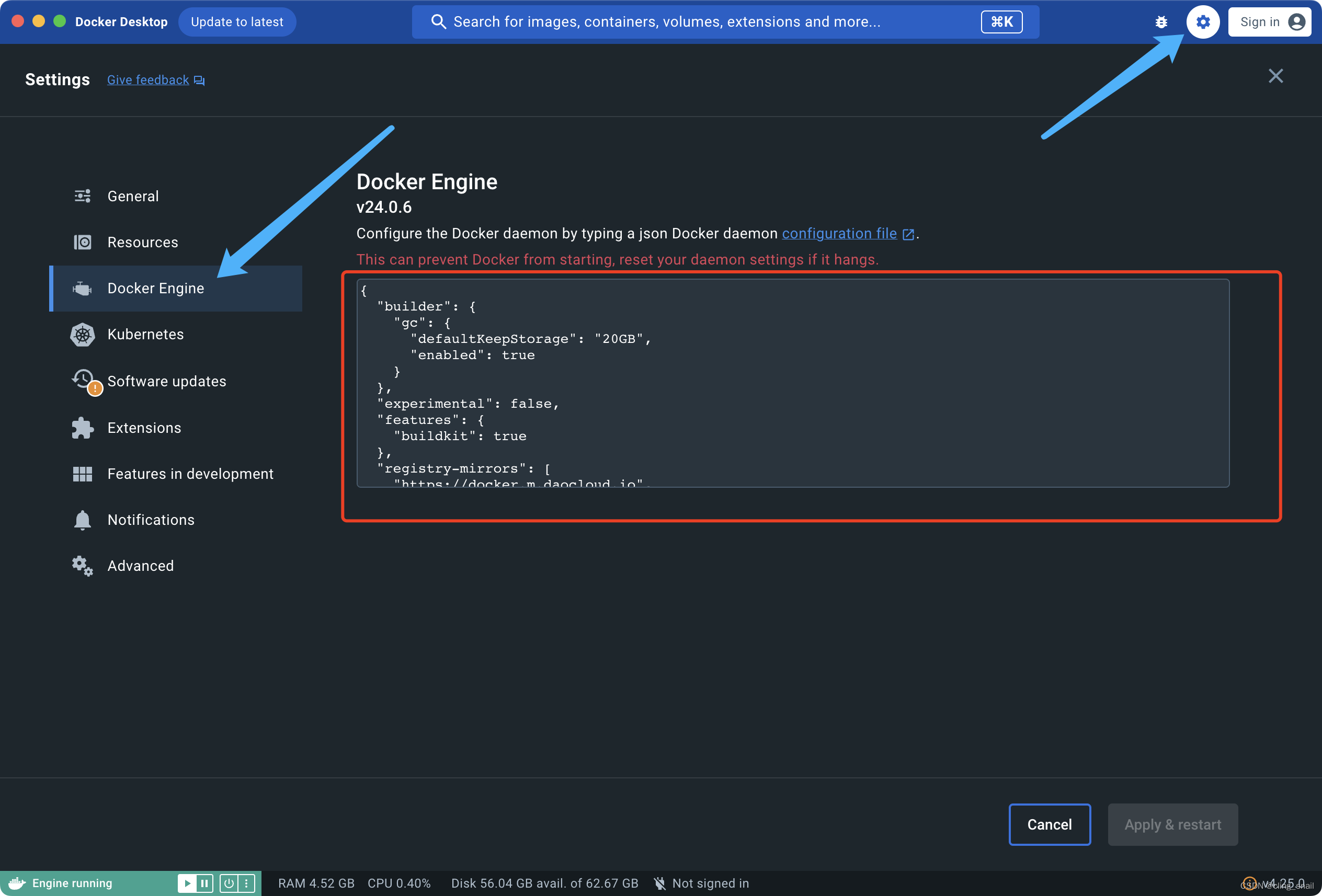 mac环境桌面版docker错误修改daemon.json配置后，启动失败，一直卡在Docker Engine starting界面的解决方法_mac starting the docker ...
