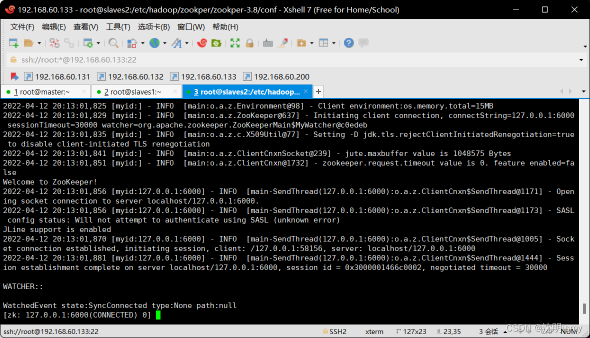 记录 || zookeeperSession 0x0 for server localhost/0:0:0:0:0:0:0:1:2181报错-CSDN博客