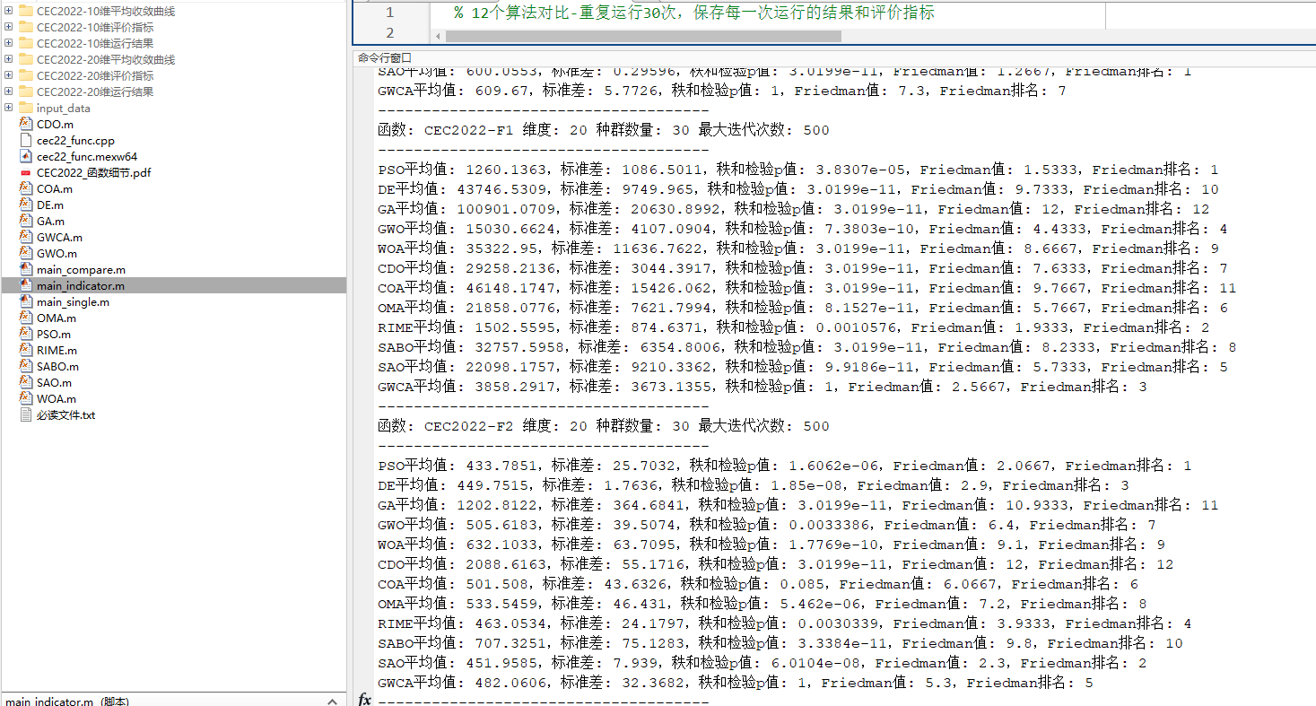 Cec2022:12种算法跑cec2022测试集输出和自动保存评价指标matlab代码matlab导出算法30次测试结果 Csdn博客